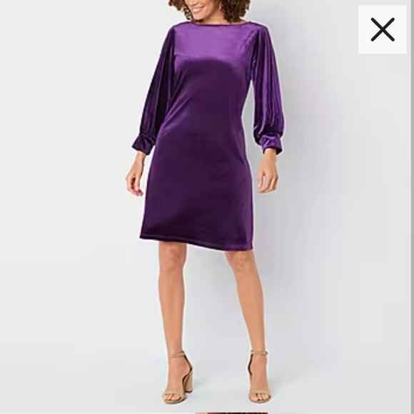 Studio One | Dresses | New Plum Velvet Long Sleeve Dress Studio One ...